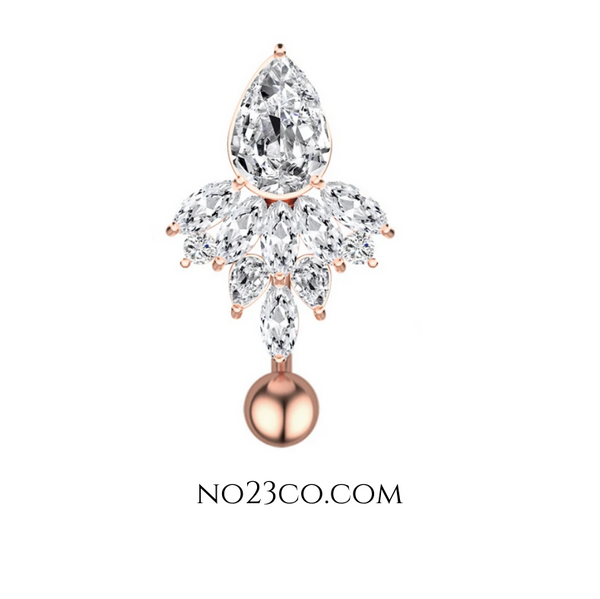 Inverted Navel Ring Belly Button Piercing - 14G Rose Gold Surgical ...